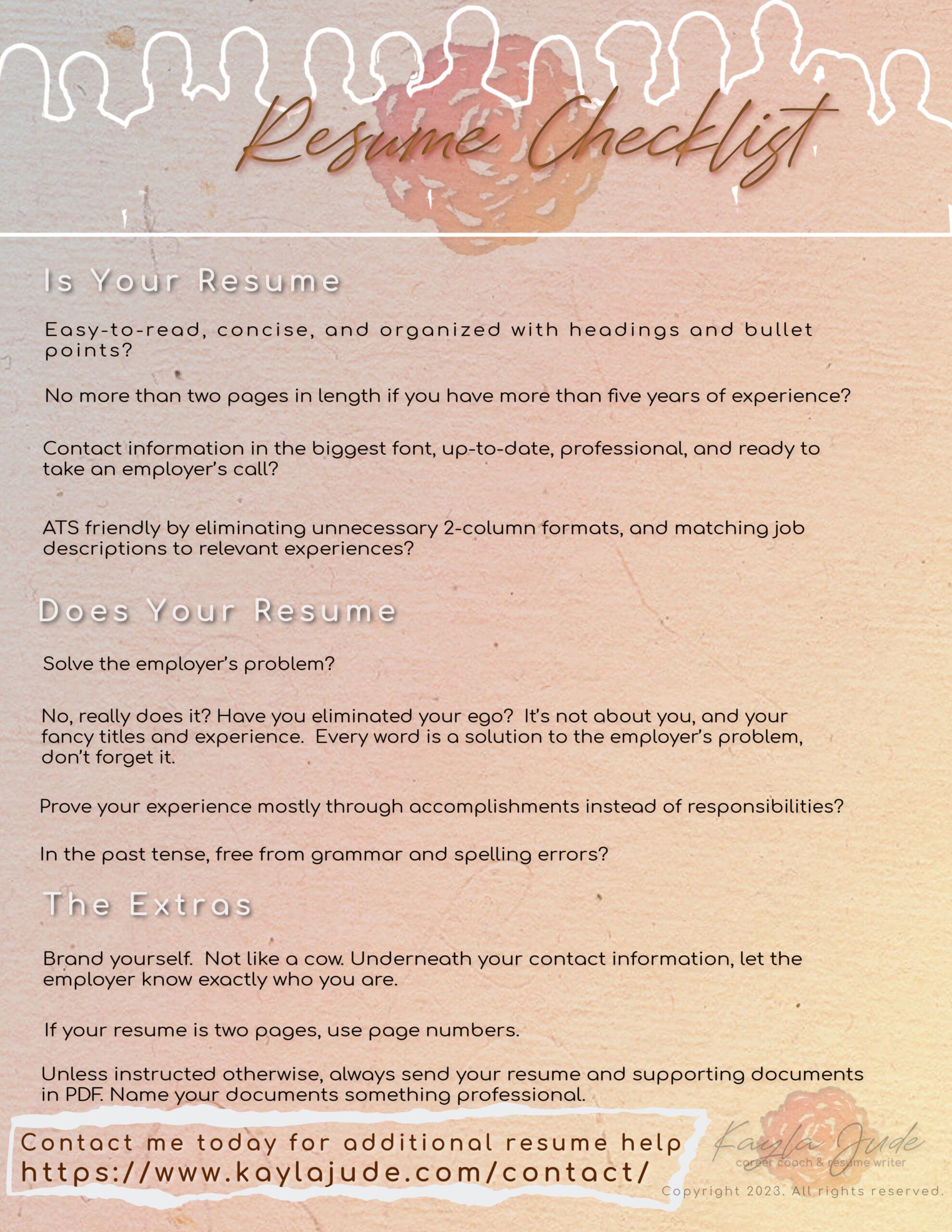 FREE PRINTABLE RESUME CHECKLIST - FREE PRINTABLE RESUME CHECKLIST